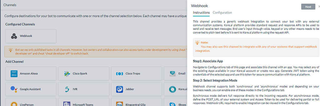 Using Web Hook as a channel in Synchronous and Asynchronous Integration modes / How to use and ...