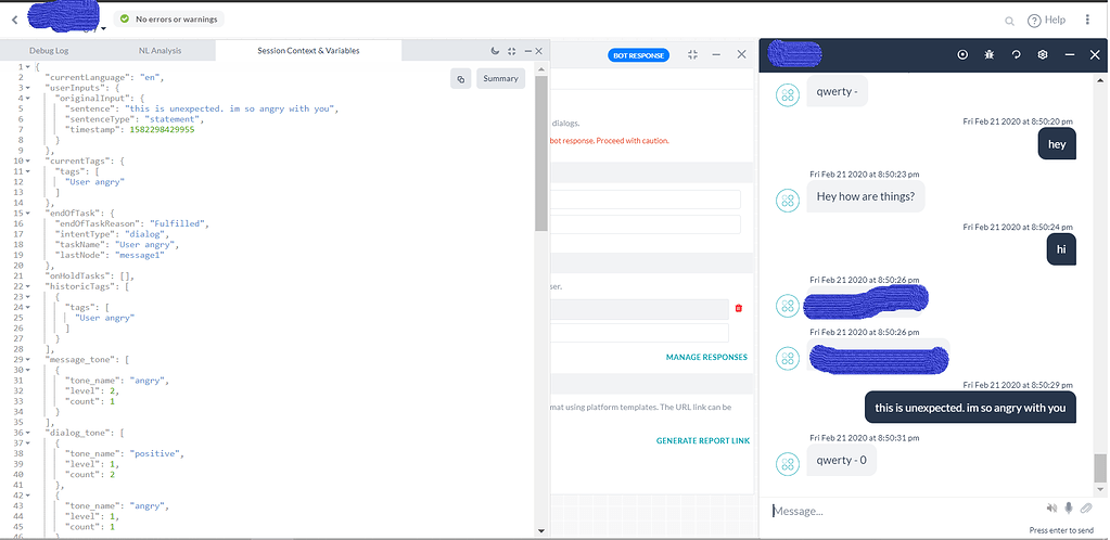 context.message_tone doesnt work - Builder Bugs - Kore.ai Bot Developers Community