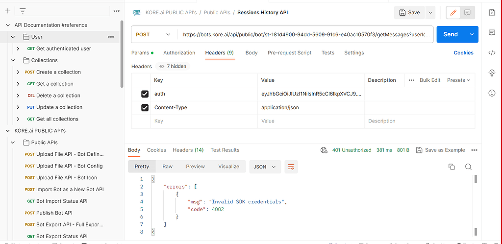 Facing "Invalid SDK credentials" - XO Platform - Kore.ai Bot Developers Community