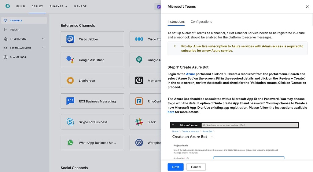 Sharing Azure Bots for MS Teams deployment - Channels - Kore.ai Bot ...