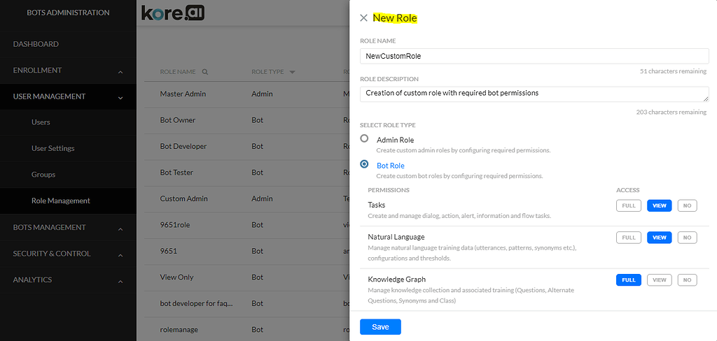 Custom Roles and Entitlements - General - Kore.ai Bot Developers Community