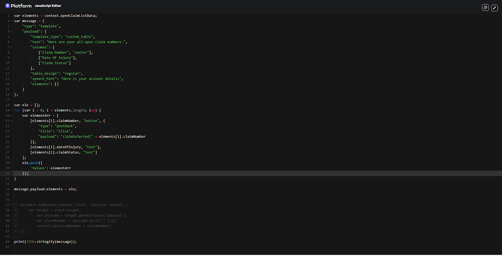 Payload handling in custom table template - APIs and SDKs - Kore.ai Bot Developers Community