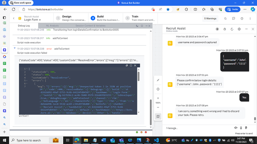 Not Able To Parse String Type Entity In Script Node Xo Platform Koreai Bot Developers