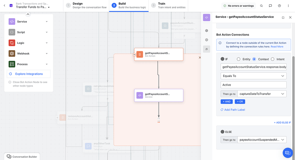 String Based Bot Action Connections If Else Conditions Not Working Xo Platform Koreai Bot