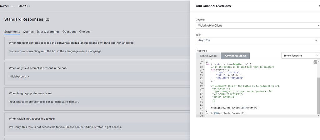 Can we turn off or disable the standard responses? - XO Platform - Kore.ai Bot Developers Community