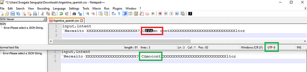 Encoded characters displayed on the bot - KG, batch test, analyze ...