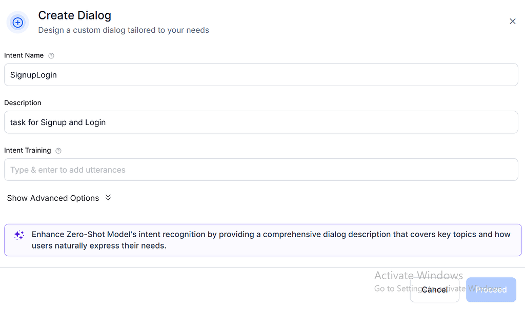 After created the one dialog I'm unable to create another dialog on V11 - AI for Service - Kore ...