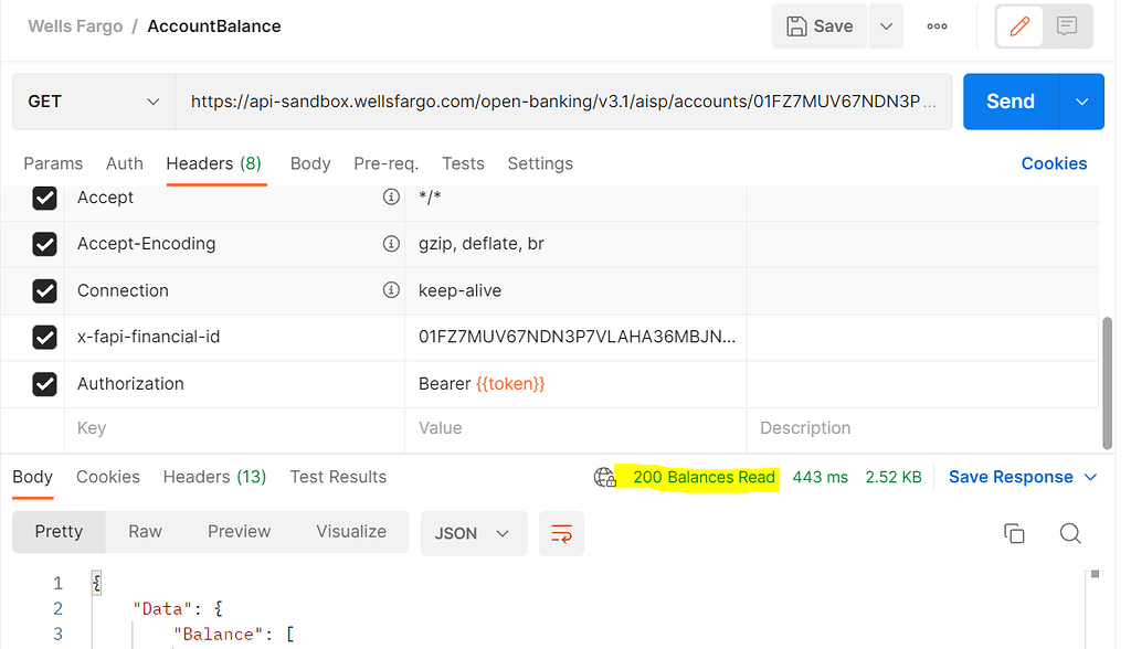 Service Node with Status Code 200 and message "Balances Read" not working and giving 406 Status ...