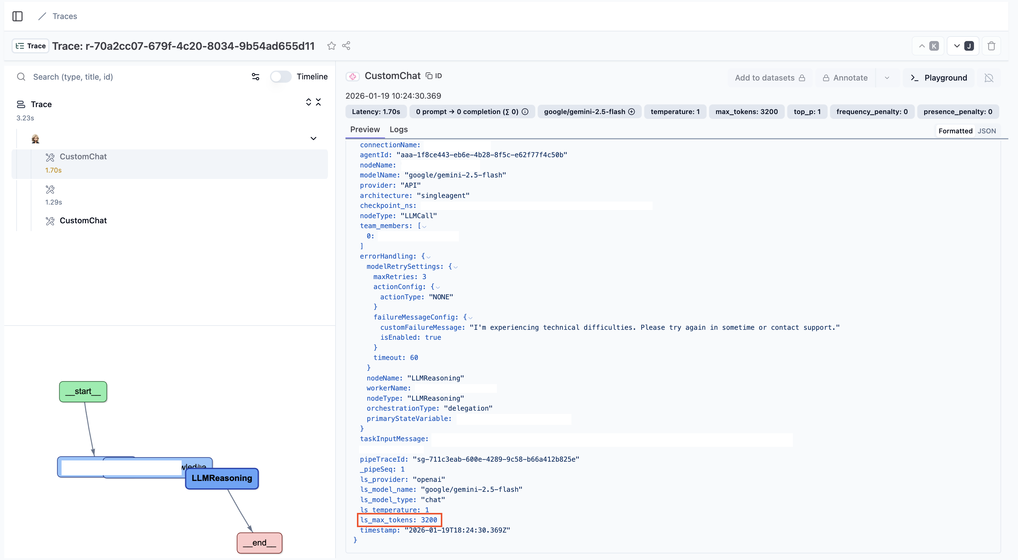 Setting the Max Tokens option through the Agent Platform UI for an ...